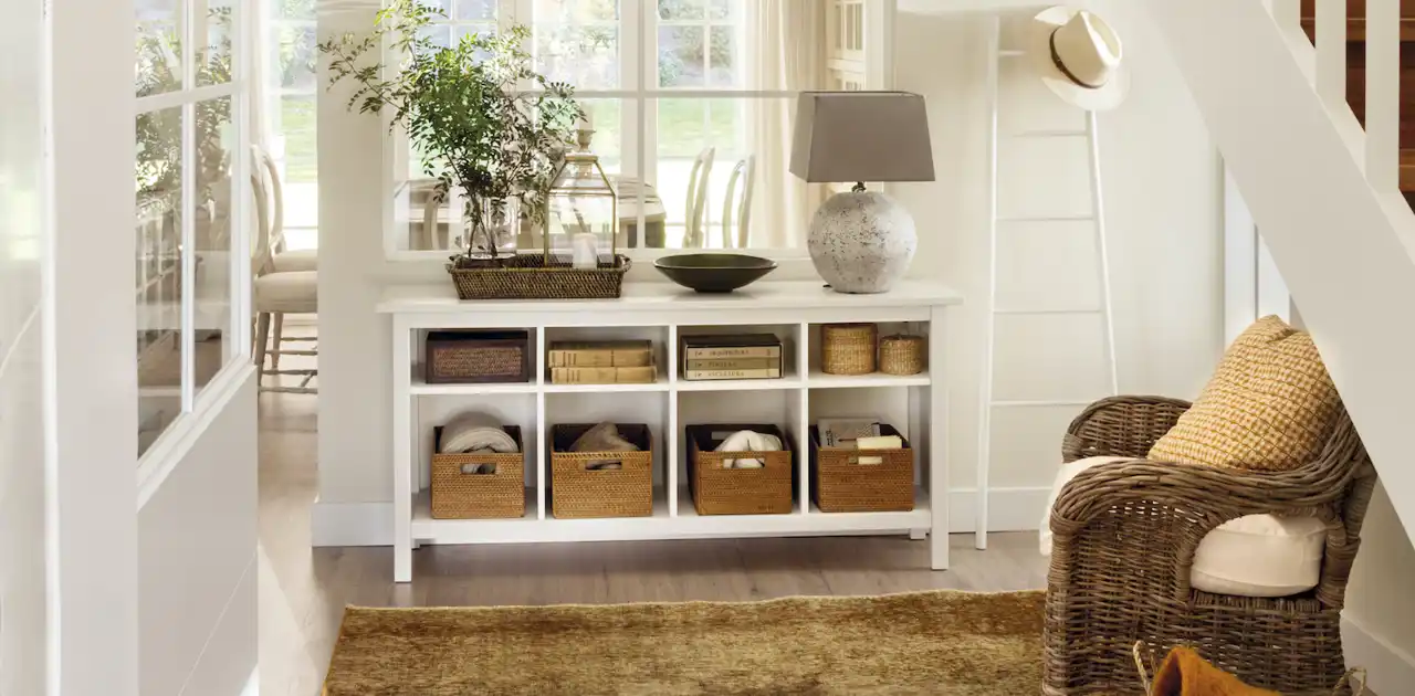 Esta caja plegable de Pepco es perfecta para mantener a raya mis complementos en el recibidor